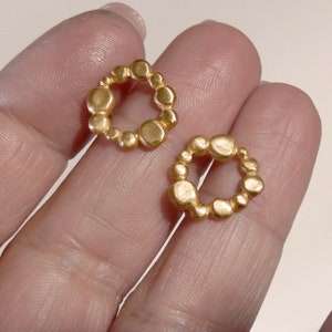 Small Gold Front Facing Hoop. Flat Bubble Circle Studs. Small Size ...