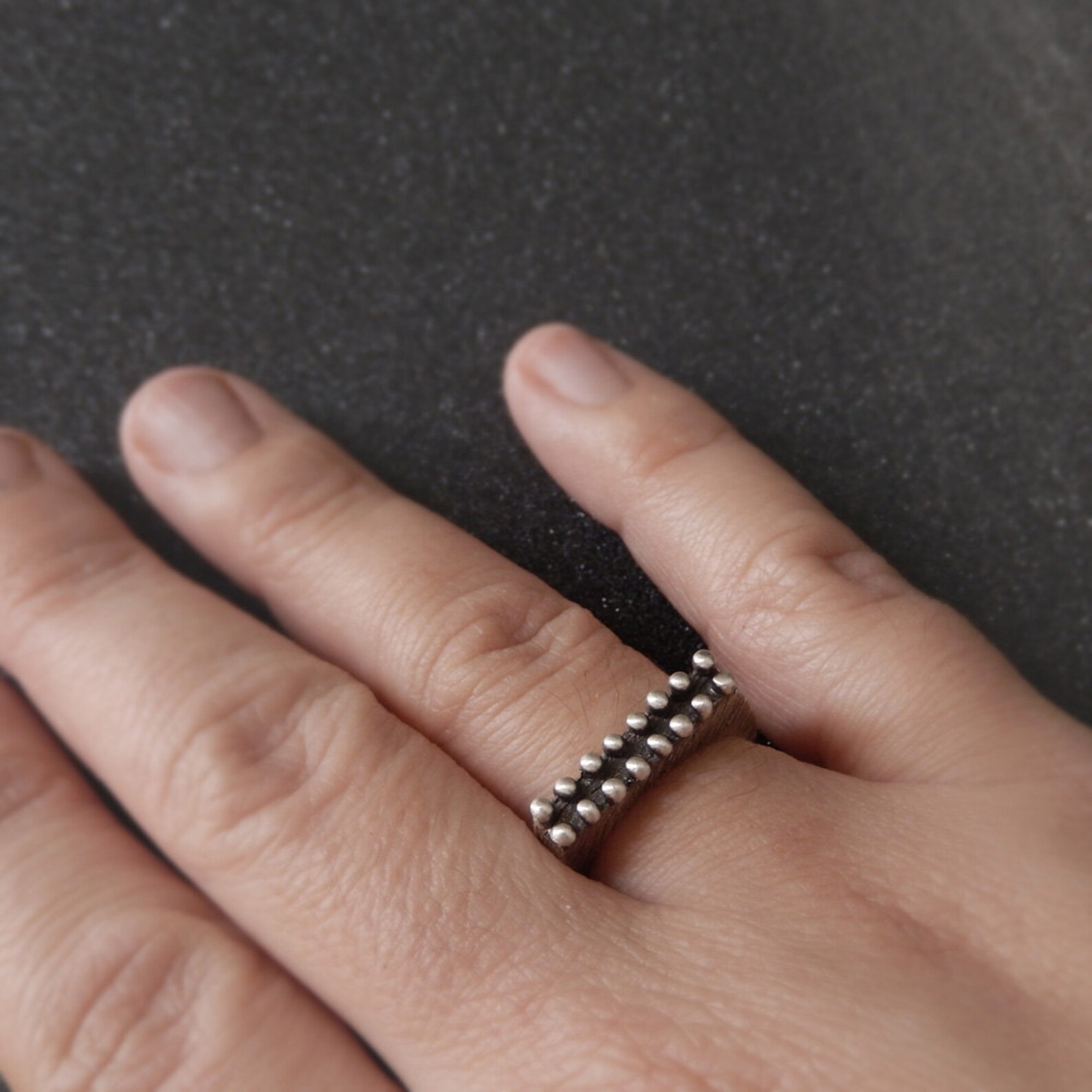 Silver Doted Ring Granulation Ring Textured Ring Hand - Etsy