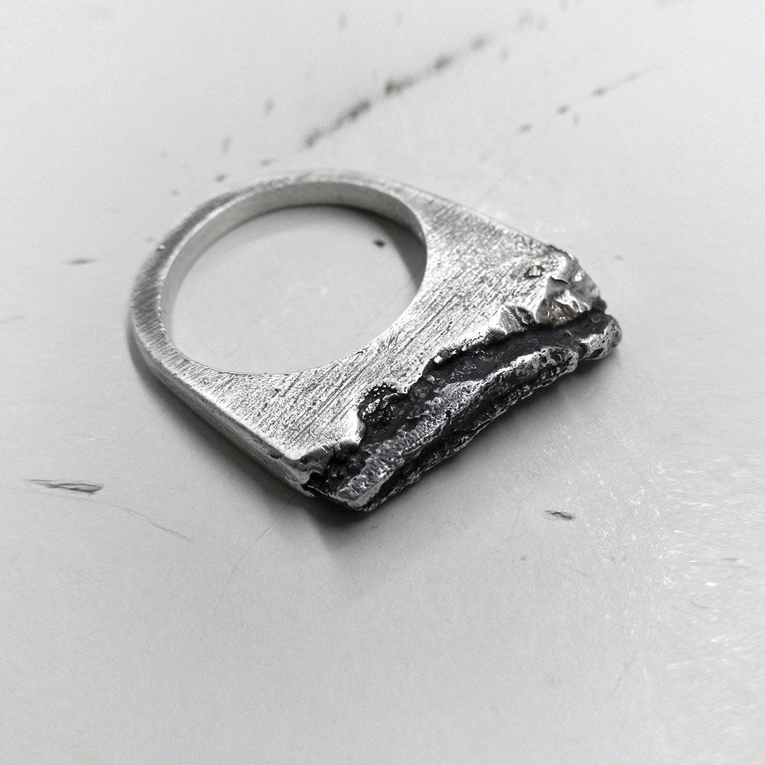 Raw Sterling Silver Sculptural Ring - Hand Carved Texture - Size 7.5 - Etsy