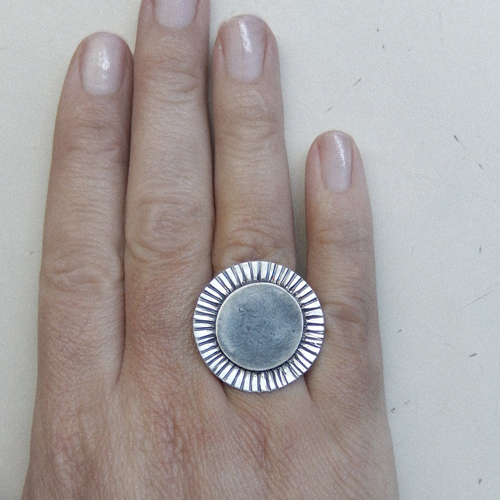 Big Adjustable Sterling Silver Sun Ring Sterling Silver | Etsy