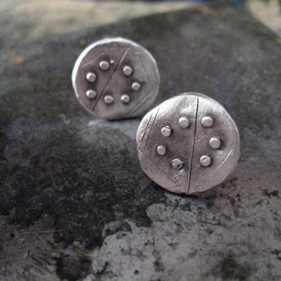 Dark Oxidized Sterling Silver Posts, Minimal Dots Sterling Silver Ear ...