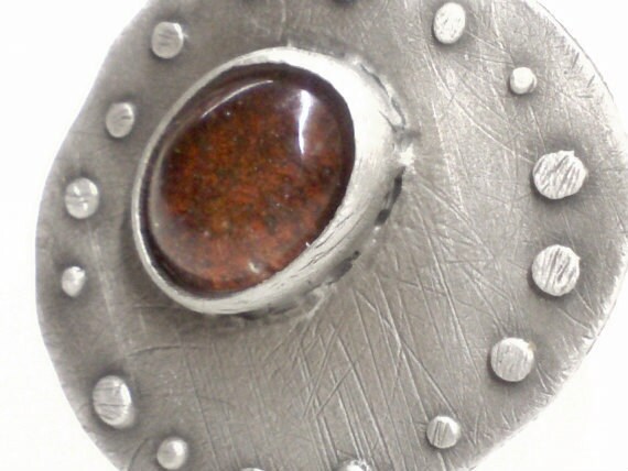 Adjustable sterling silver ring with semi precious stone | Etsy