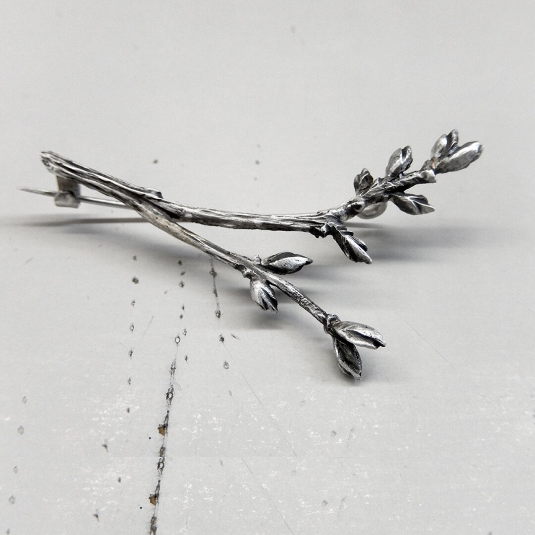 Silver Organic Branch Brooch, Nature Inspired Sterling Silver Twig ...