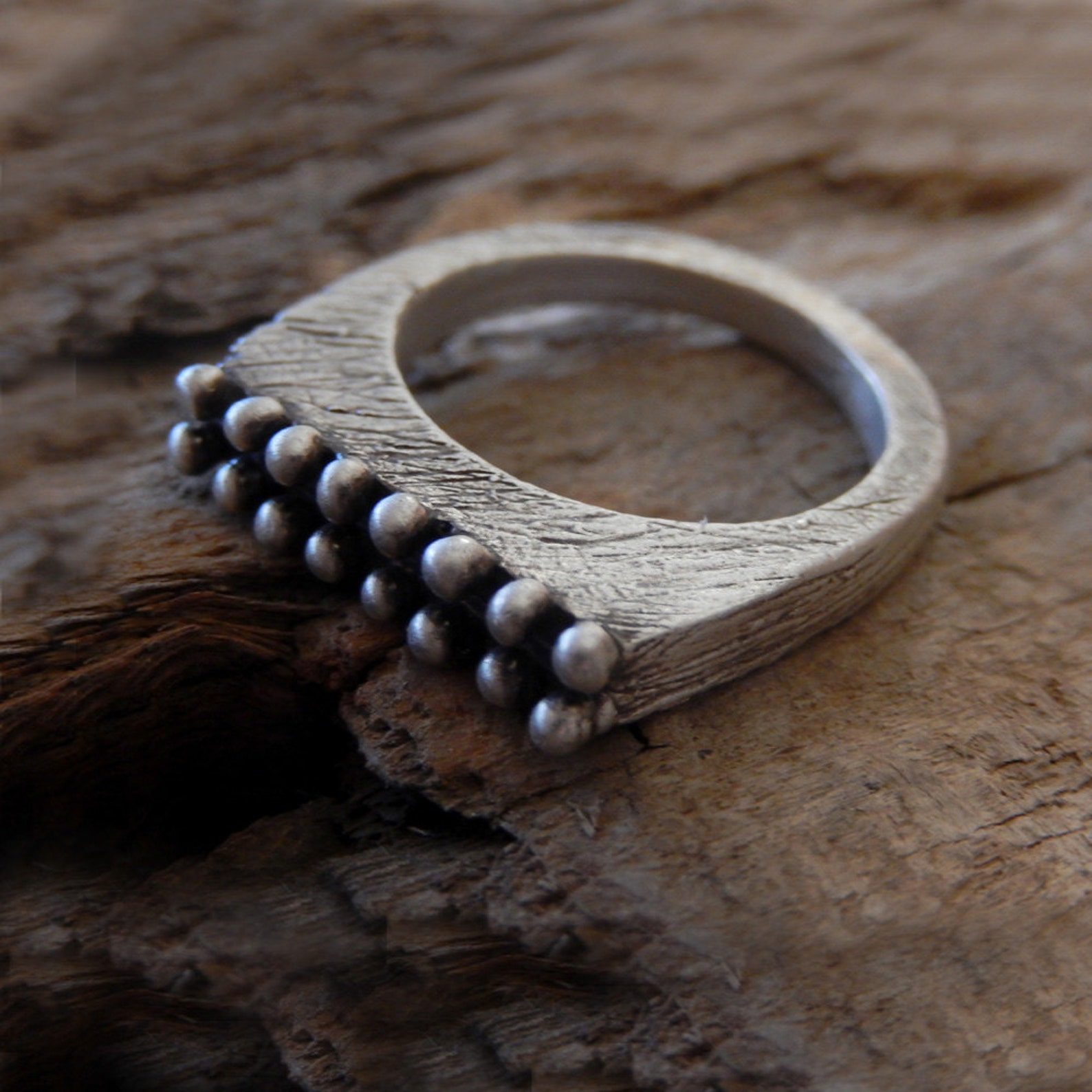 Silver Doted Ring Granulation Ring Textured Ring Hand - Etsy