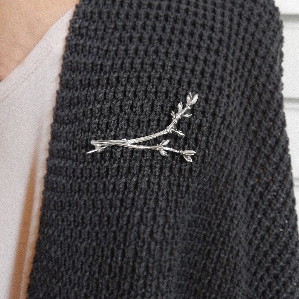 Silver organic branch brooch Nature inspired sterling silver | Etsy