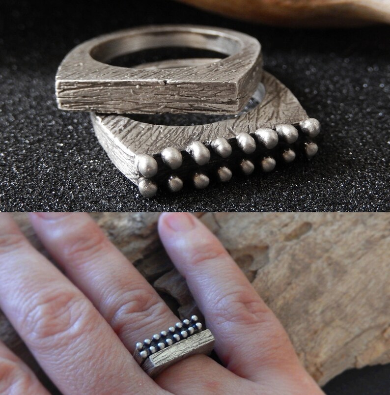 Silver Doted Ring Granulation Ring Textured Ring Hand | Etsy
