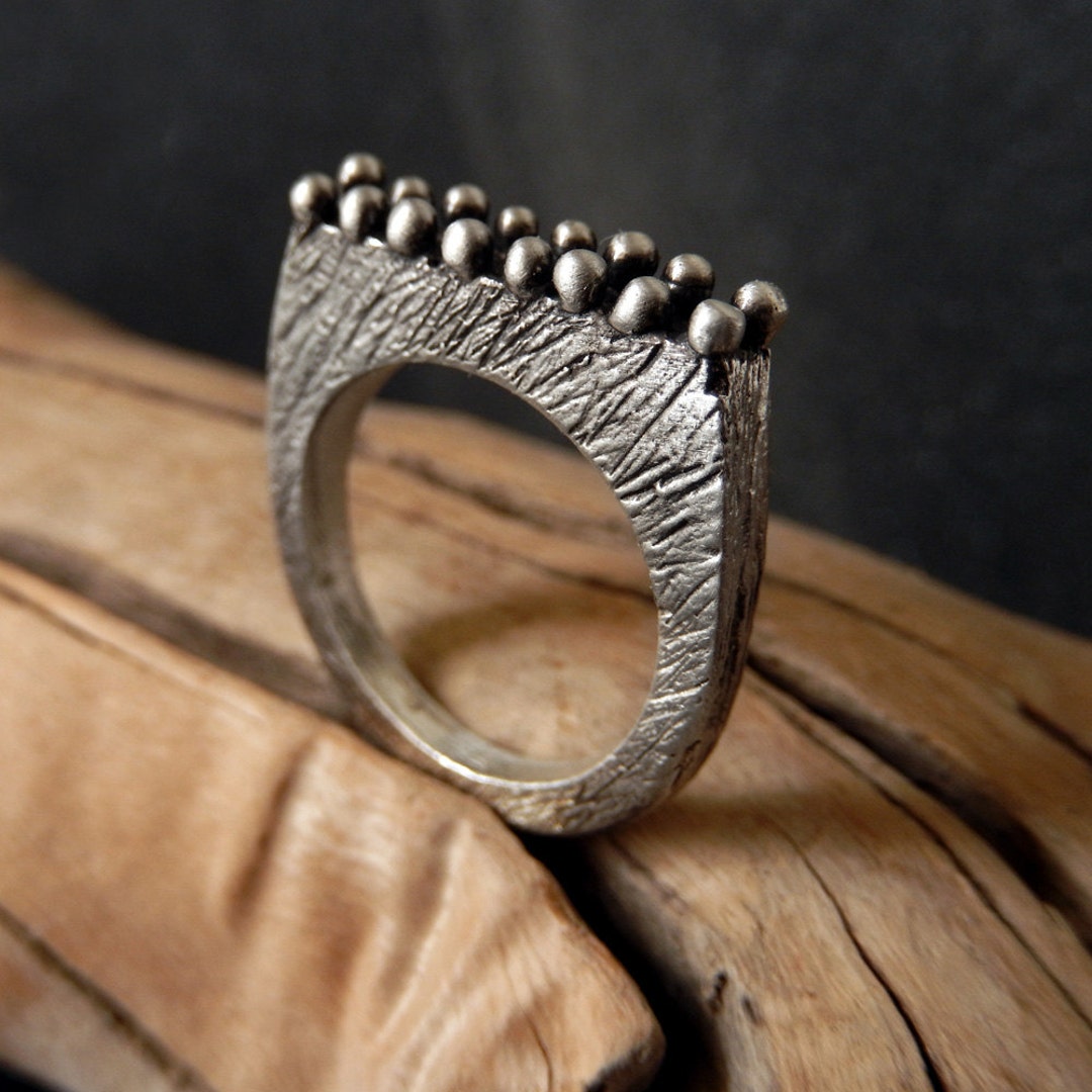 Silver Doted Ring, Granulation Ring, Textured Ring, Hand Carved Ring, 925 Sterling Silver ...