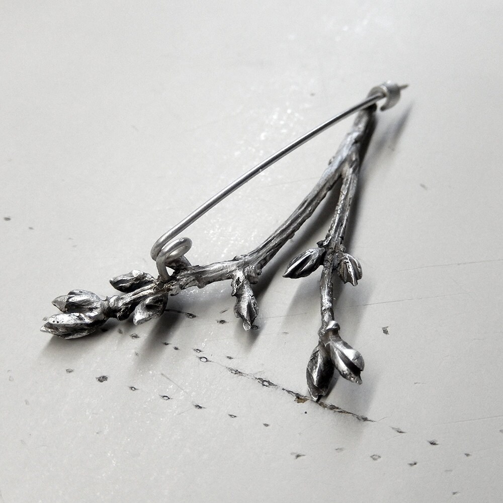 Silver organic branch brooch Nature inspired sterling silver | Etsy