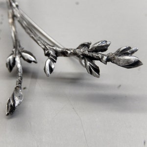 Silver Organic Branch Brooch, Nature Inspired Sterling Silver Twig Brooch, Botanical Jewellery ...