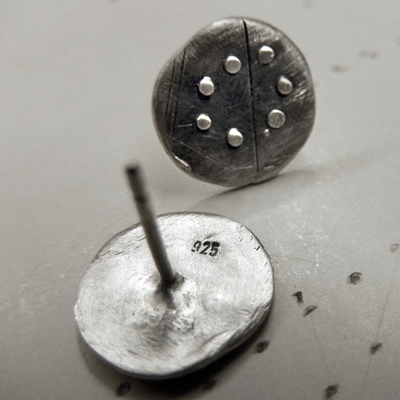 Dark Oxidized Sterling Silver Posts Minimal Dots Sterling | Etsy