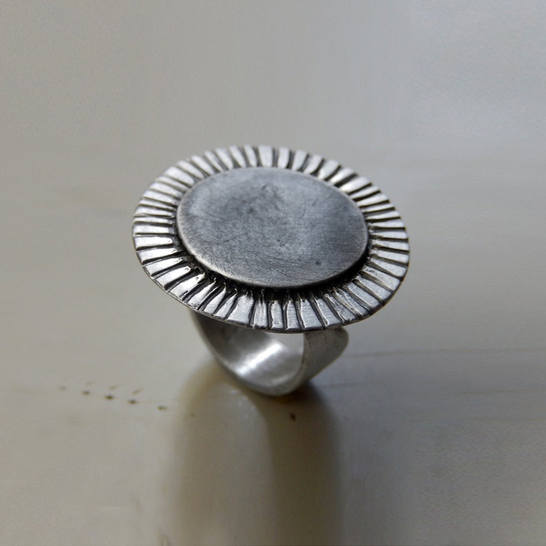 Big Adjustable Sterling Silver Sun Ring Sterling Silver | Etsy