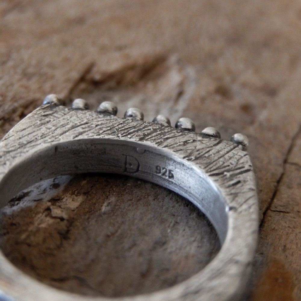 Silver Doted Ring Granulation Ring Textured Ring Hand - Etsy
