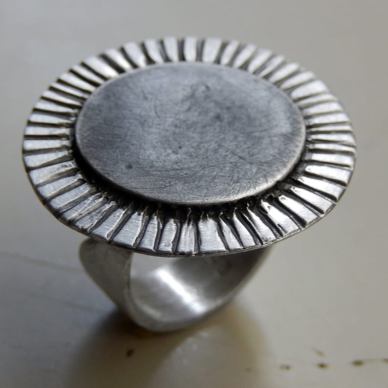 Big Adjustable Sterling Silver Sun Ring Sterling Silver | Etsy