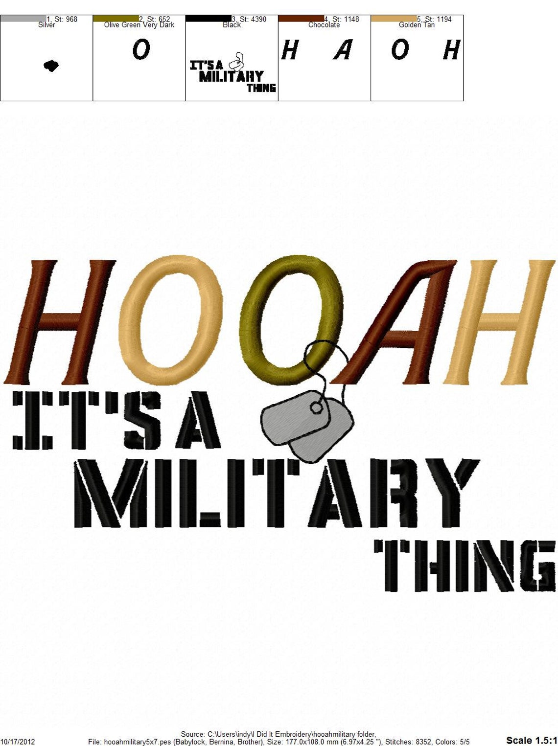 Military Embroidery Design HOOAH I'ts a Military Thing - Etsy