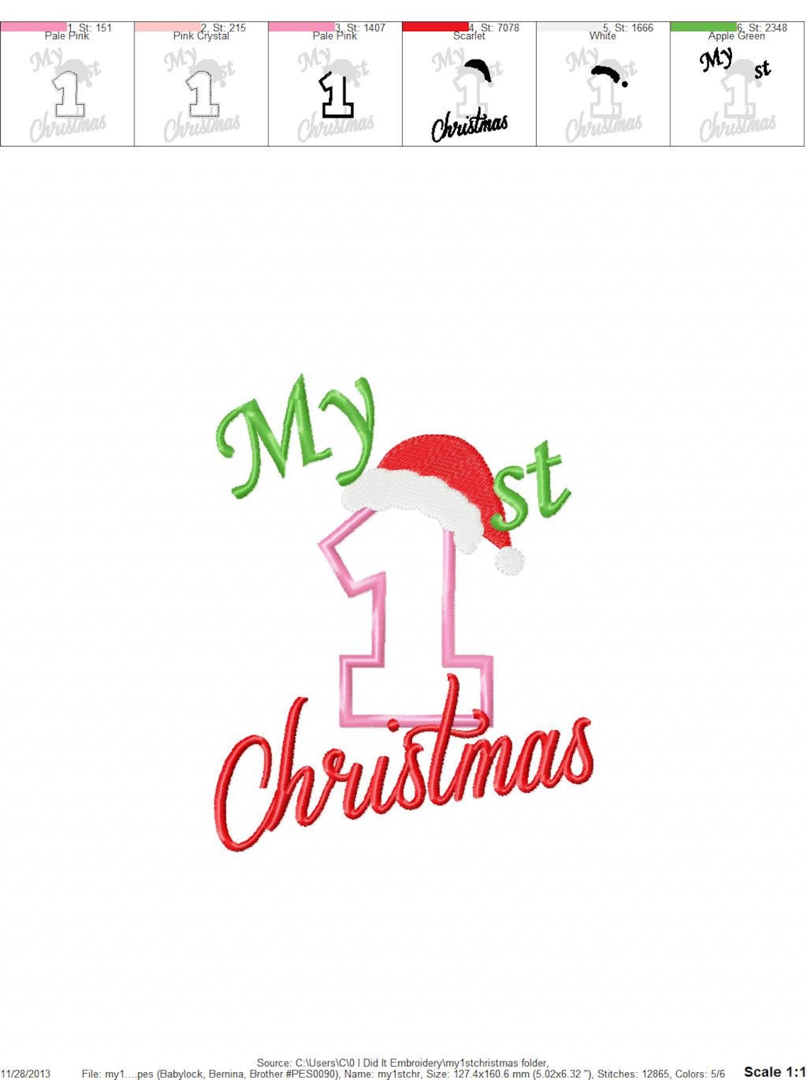 1st Christmas Embroidery Design My First Christmas Applique - Etsy