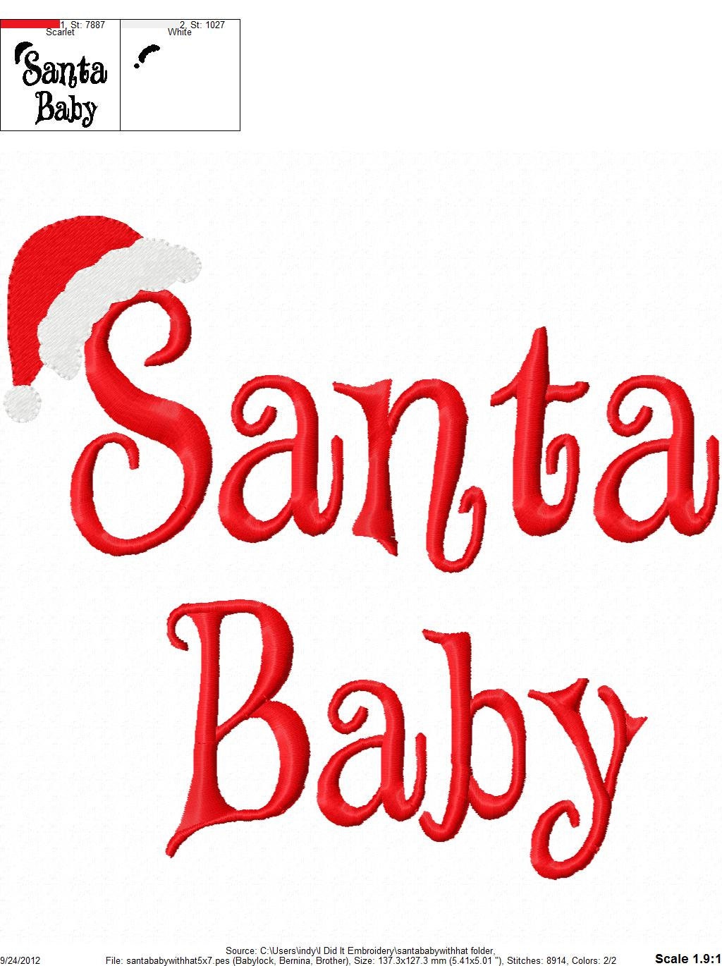 Christmas Embroidery Design Santa Baby 4x4 5x7 6x10 Hoop - Etsy