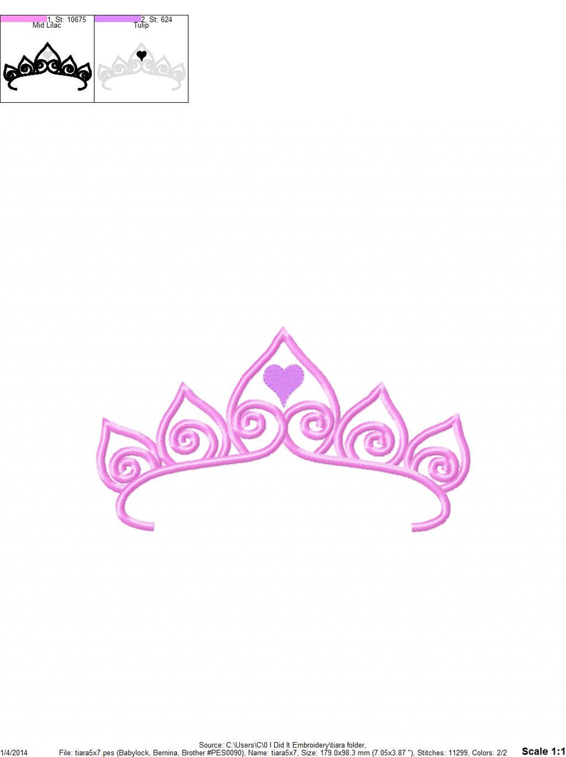 Princess Crown Embroidery Design Tiara Embroidery Fill Machiene ...