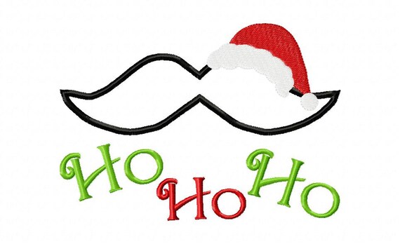 Mustache Christmas Embroidery Design Mustache Santa Hat Ho Ho | Etsy
