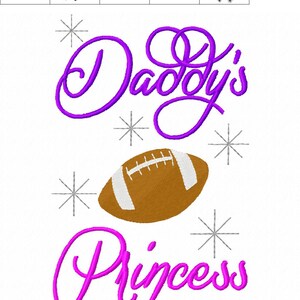 Football Embroidery Design Daddy's ( Football ) Princess Sports ...