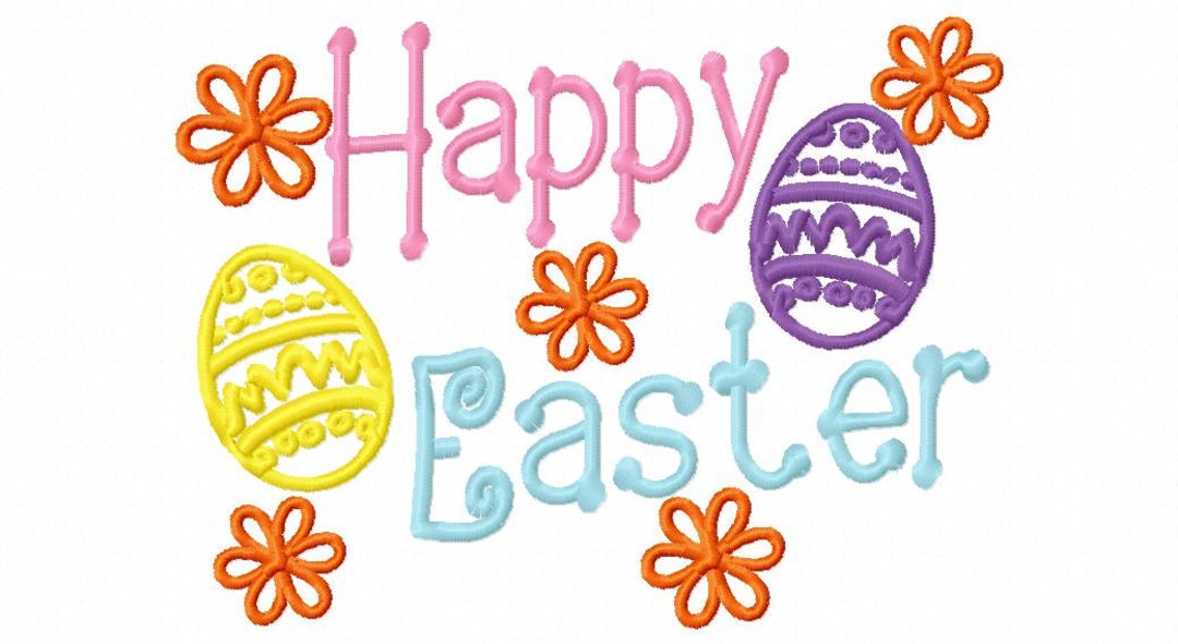 Easter Embroidery Design " Happy Easter " Embroidery Saying 4x4 5x7 ...