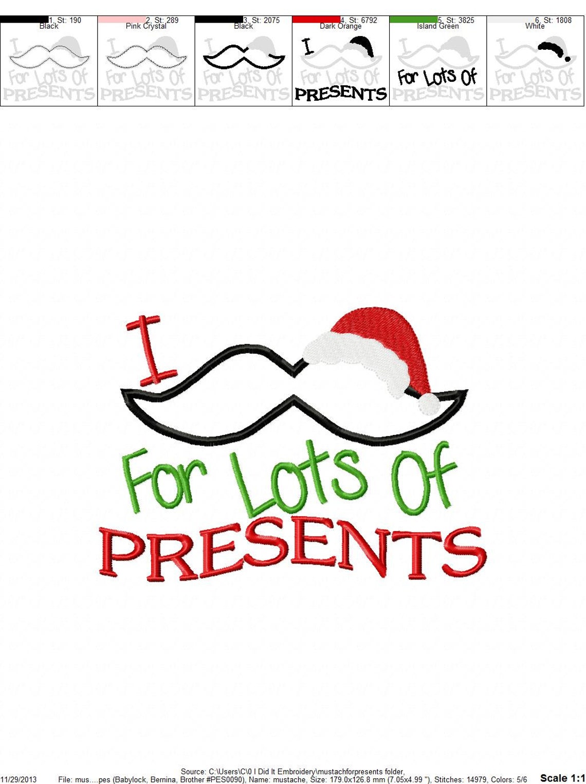 Mustache Christmas Embroidery Design I Mustache for Lots of - Etsy