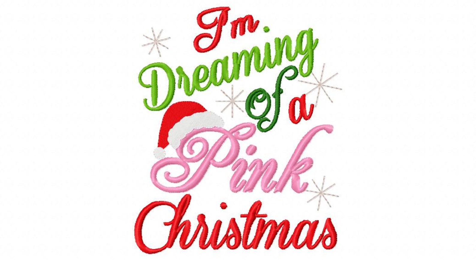 Christmas Embroidery Design I'm Dreaming of a Pink - Etsy