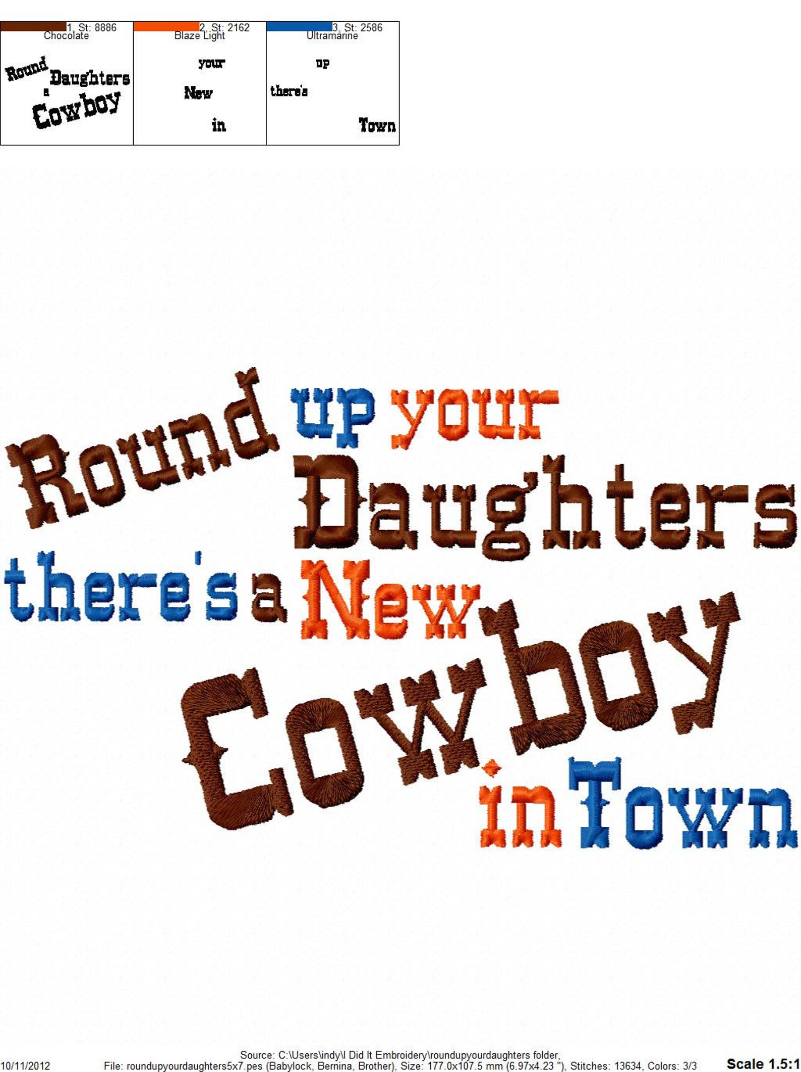 Cowboy Embroidery Design Round up Your Daughters There's a New Cowboy ...
