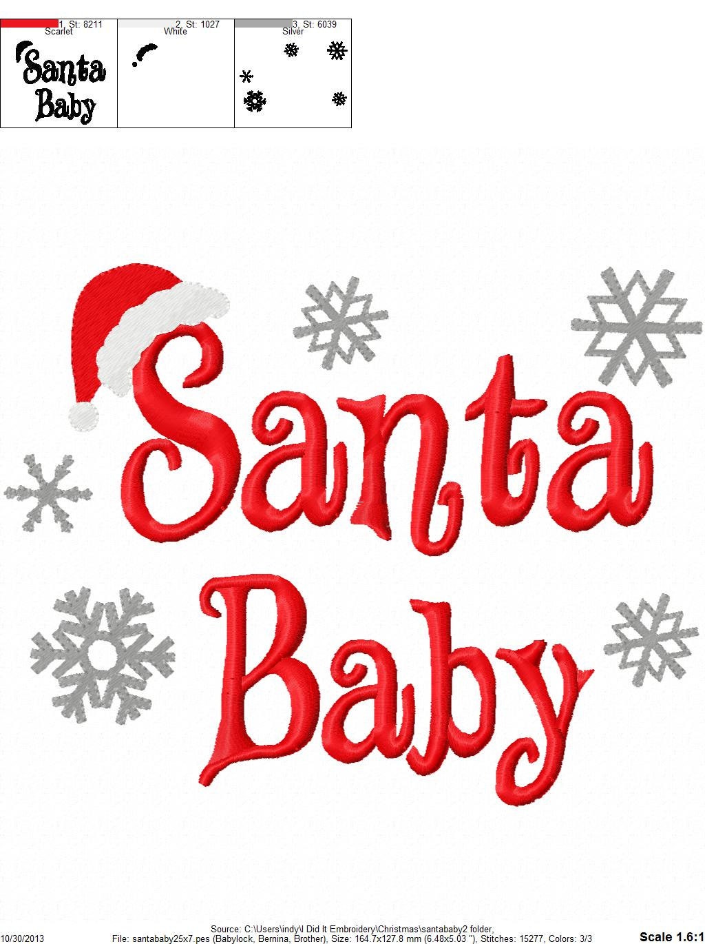 Christmas Embroidery Design Santa Baby 4x4 5x7 6x10 Hoop - Etsy