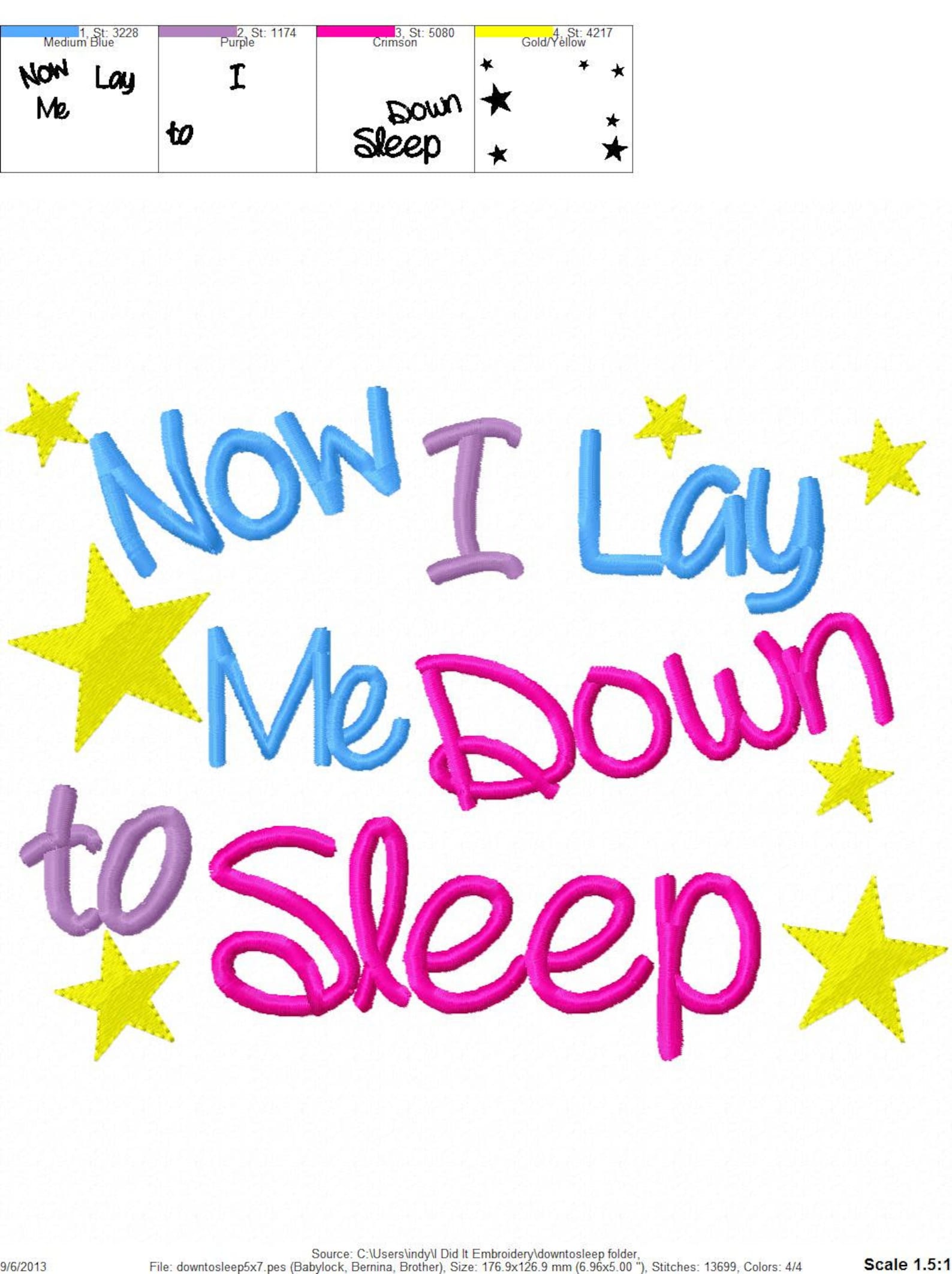 Embroidery Design Now I Lay Me Down to Sleep Embroidery - Etsy