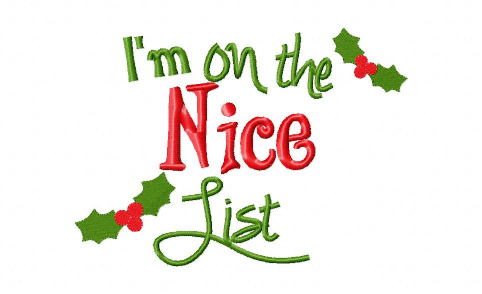 Christmas Embroidery Design I'm on the Nice List 4x4 5x7 6x10 Hoop ...