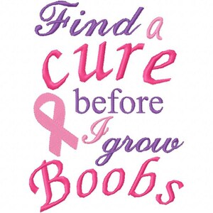 Breast Cancer Awareness Girl Embroidery Design. Find a Cure Before I ...