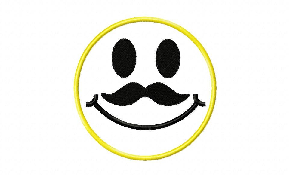 Mustache Smiley Face Appliqué Embroidery Design in 4x4 5x7 - Etsy