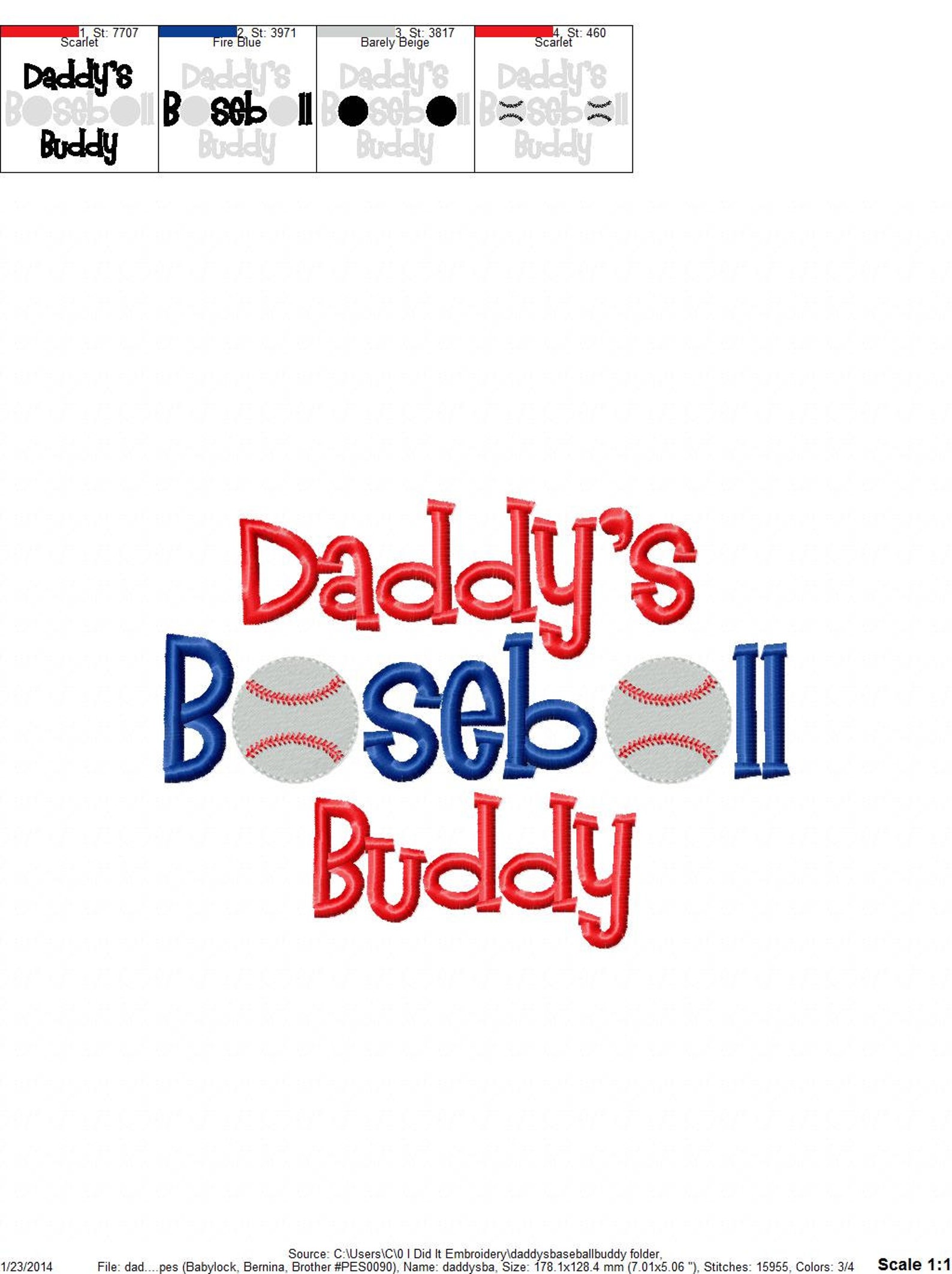 Baseball Embroidery Design Daddy's Baseball Buddy Sports - Etsy