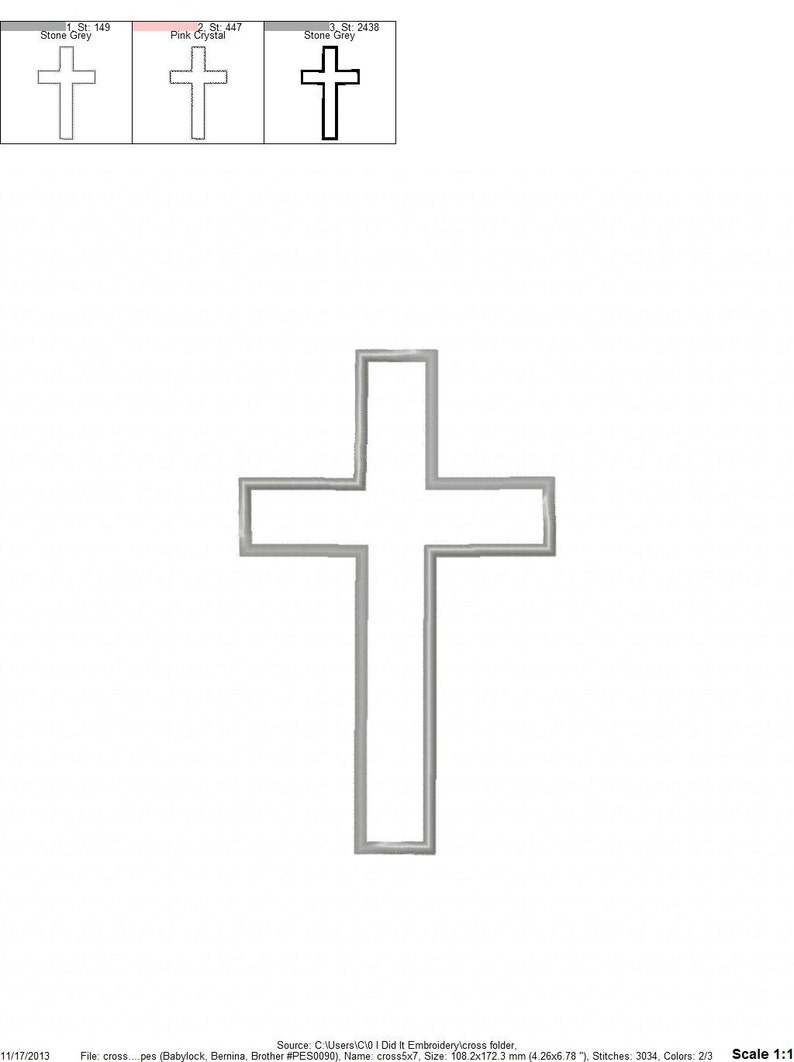 Cross Embroidery Design Cross Appliqué 4x4 5x7 6x10 Hoop - Etsy