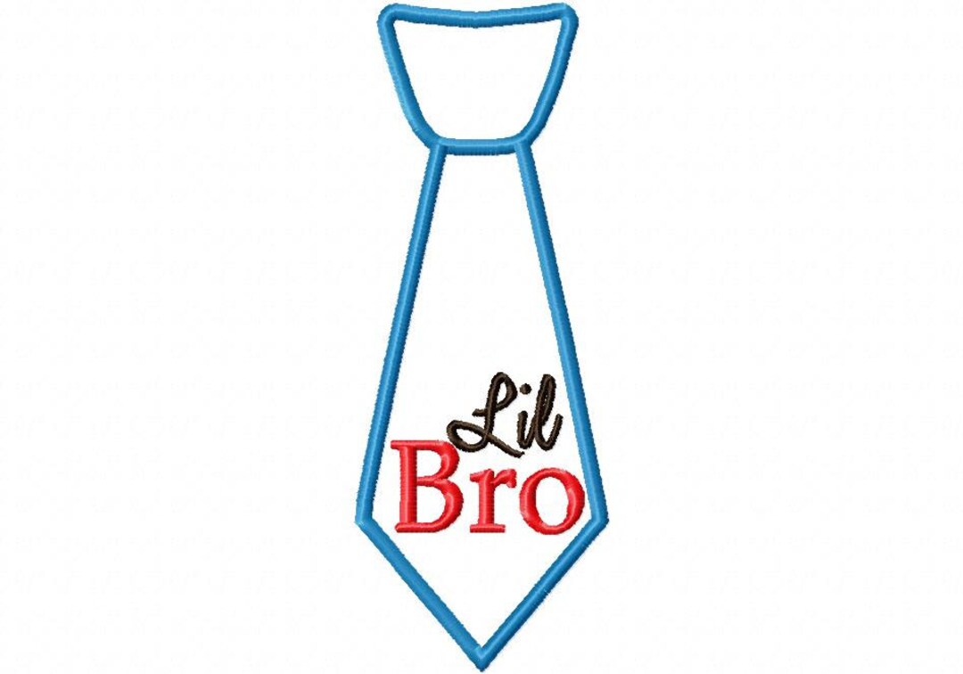 Little Brother Embroidery Design Lil Bro Tie Applique Embroidery Saying ...