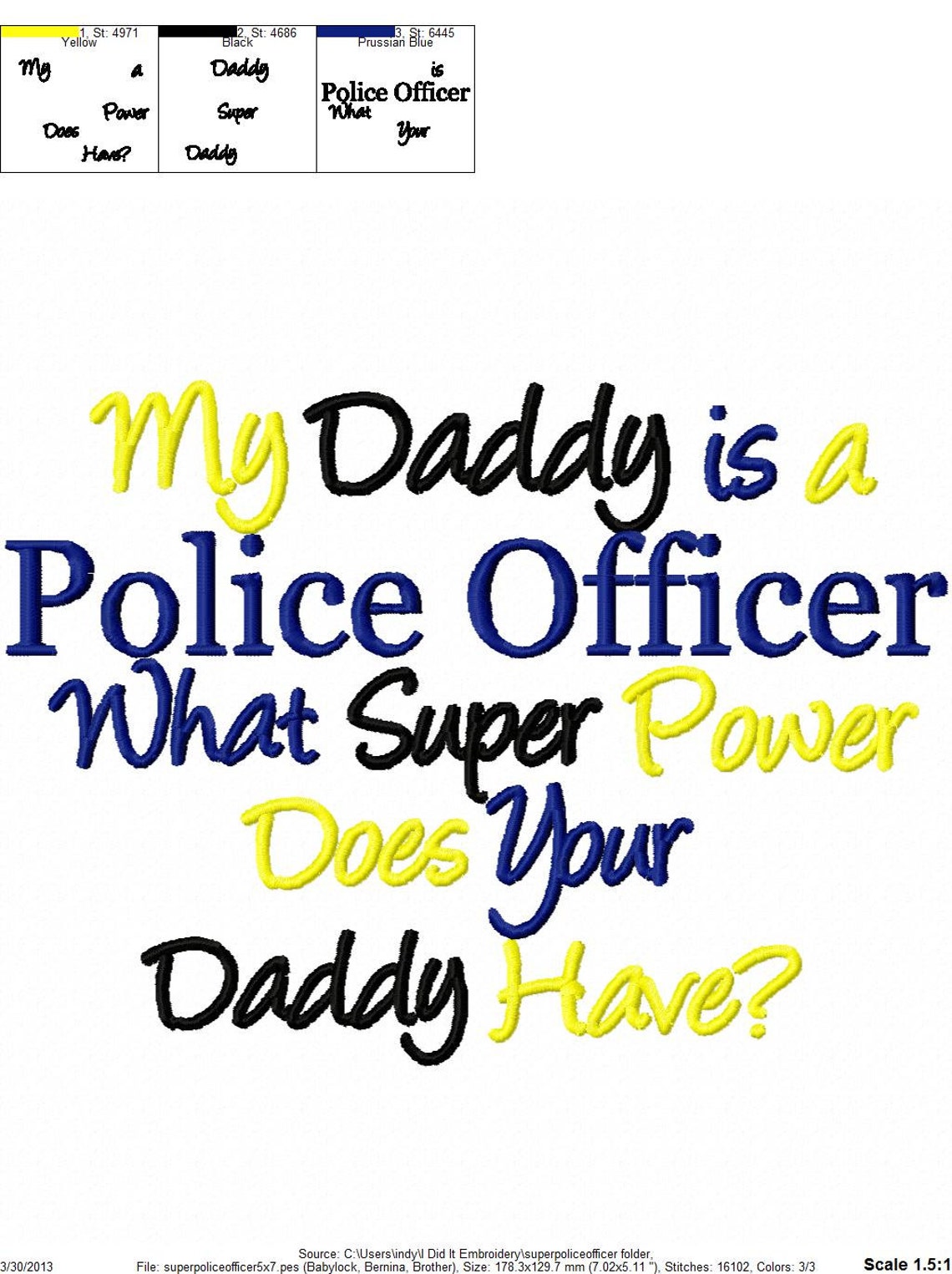 Police Officer Embroidery Design My Daddy is A Police Officer | Etsy