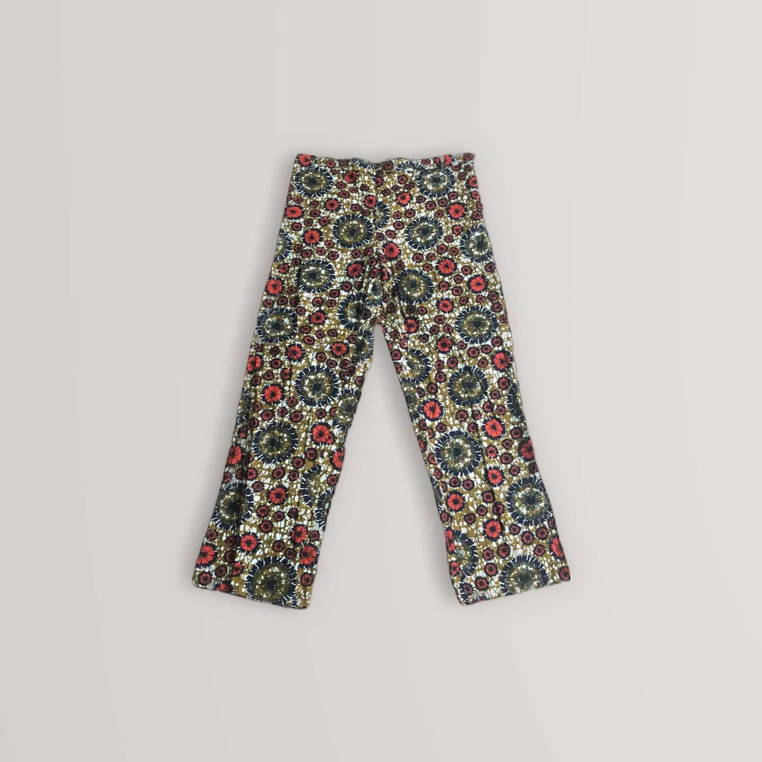 Rust Flower Print Wide Leg Pants - Etsy
