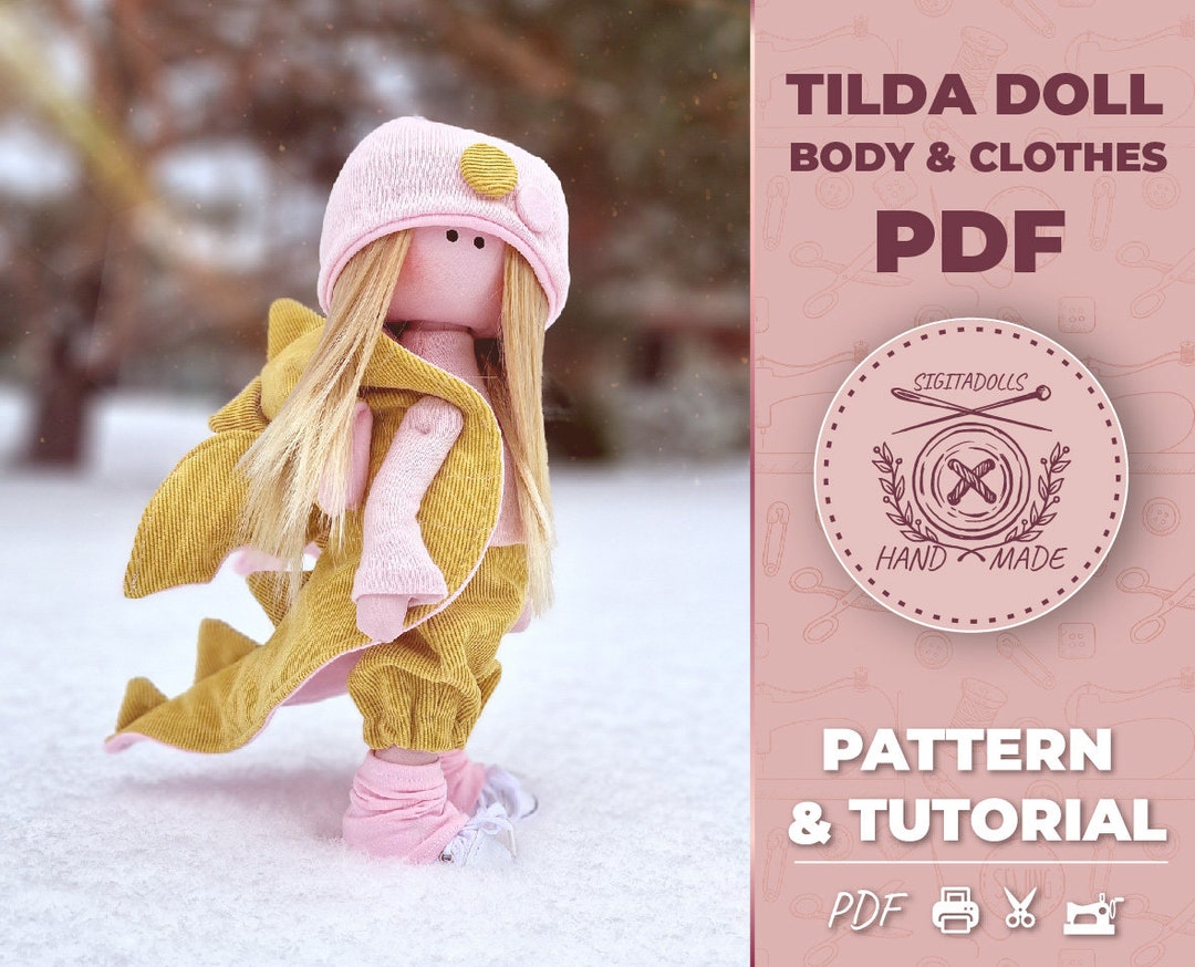 Simple Cloth Doll Pattern Tutorial. Cute Rag Doll Dragon. Pdf Tilda ...