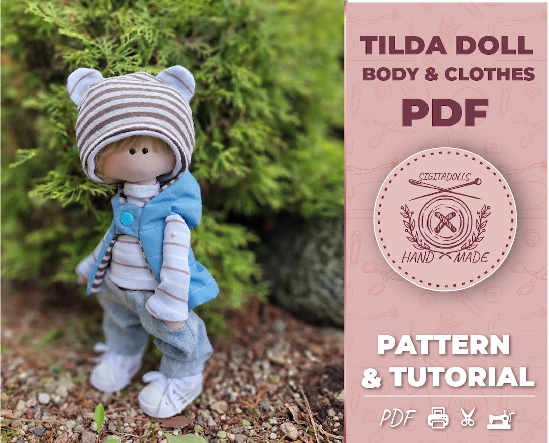 DIY Tilda Rag Doll Boy With Jeans and Vest - Easy PDF Pattern and ...
