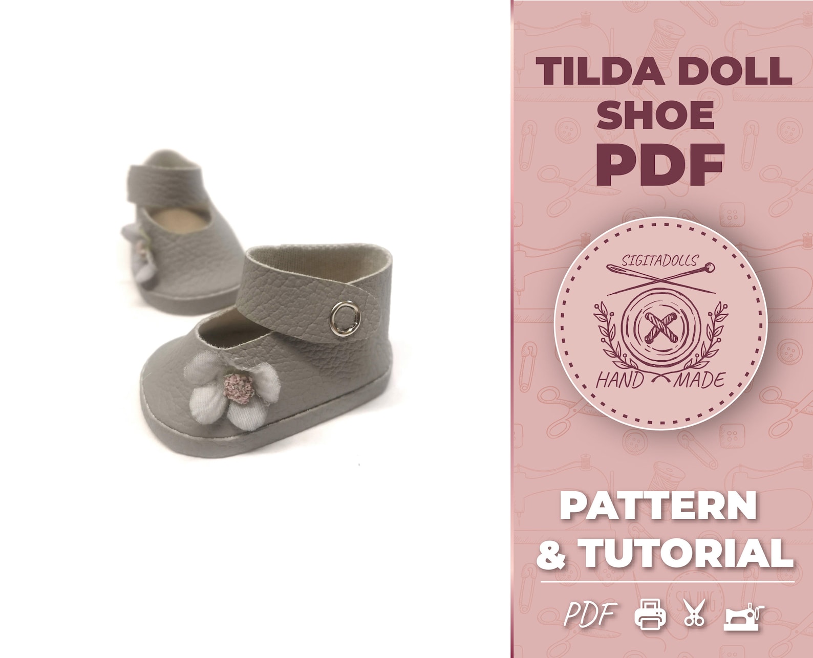 Simple Doll Shoe Pattern - Easy Sewing Shoe Pattern - Shoes for Dolls ...