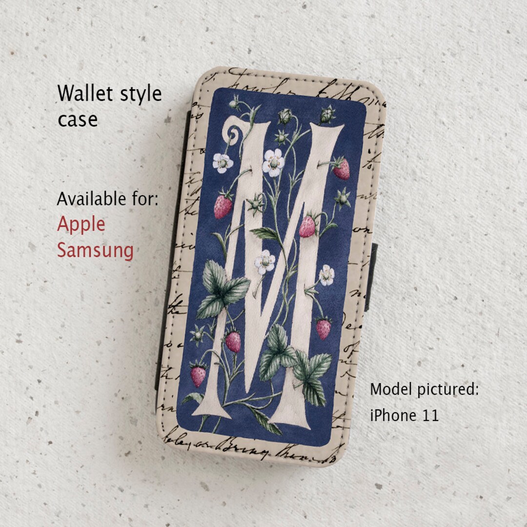 Phone Case - Letter M - William Morris Style - Watercolour - Wallet ...