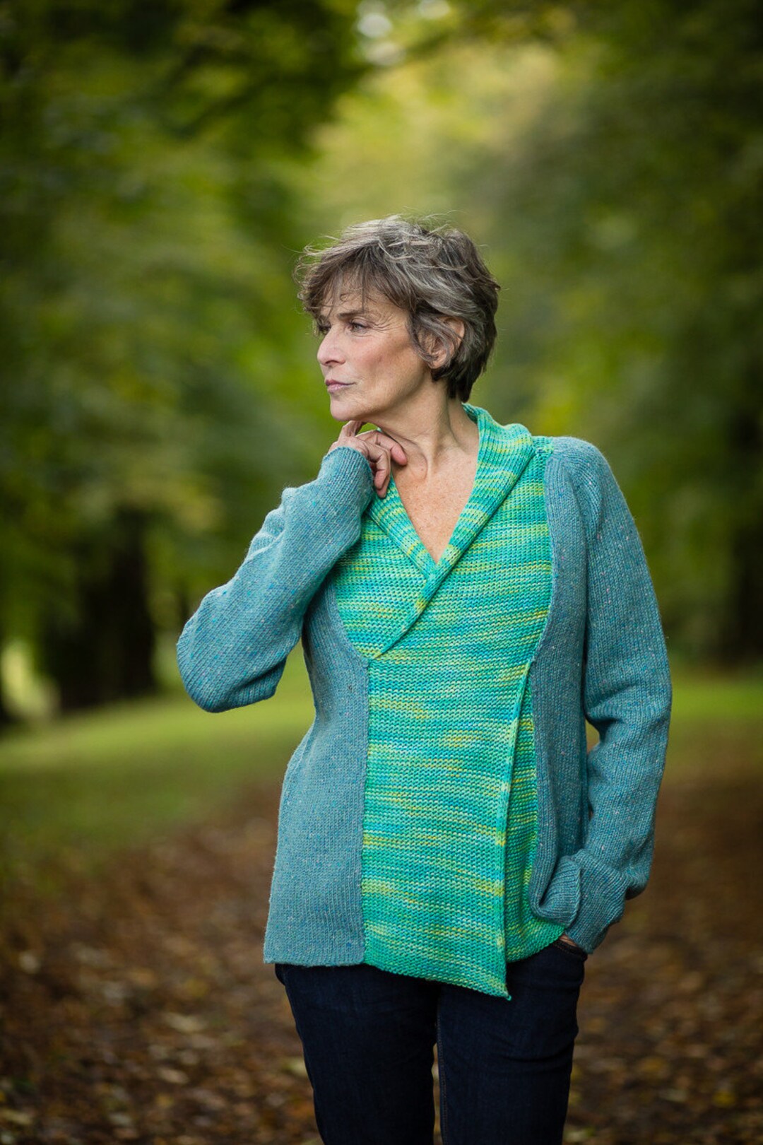 Cross Front Jumper in Aqua Pure New Wool and Handpainted Cotton - Etsy