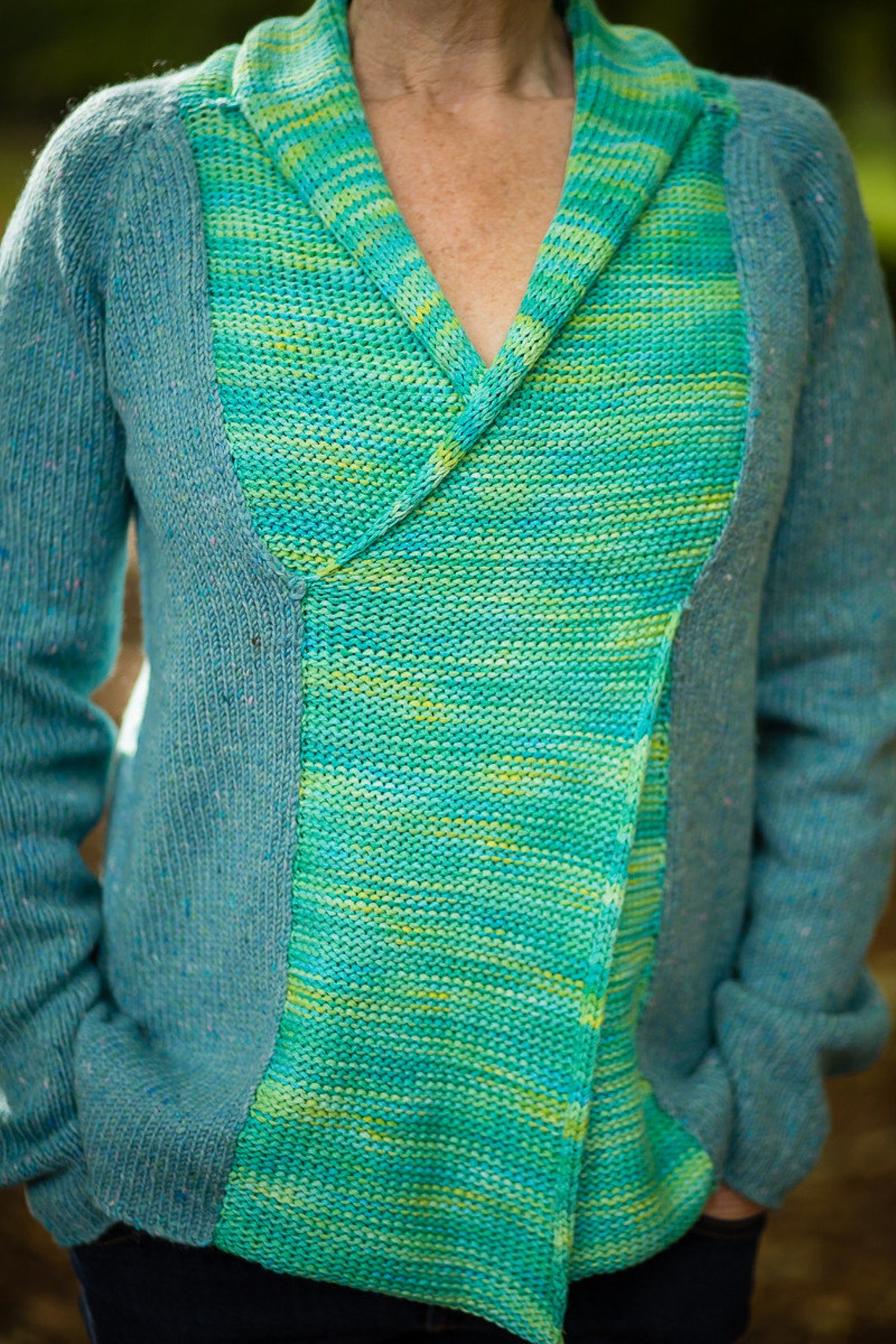 Cross Front Jumper in Aqua Pure New Wool and Handpainted - Etsy