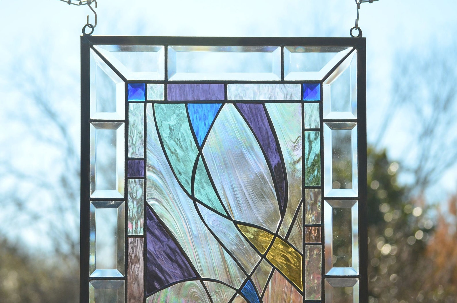 Large Stained Glass Panel Abstract Modern Art Stained Glass - Etsy