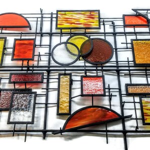 3D Mixed Media Art Stained Glass Wall Art Glass Panel for Home ...
