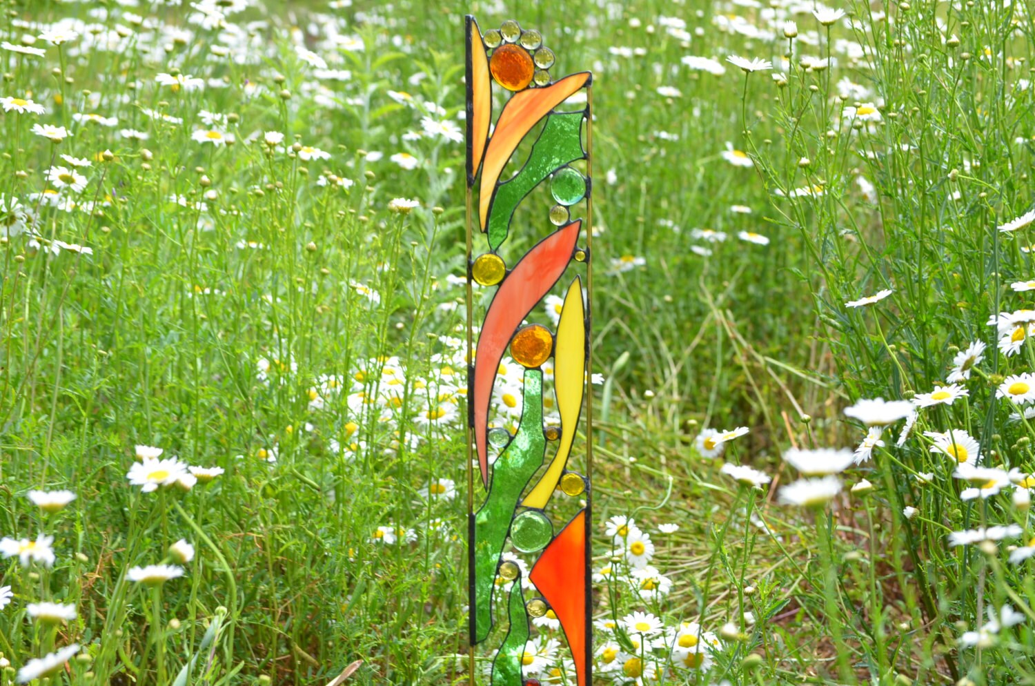 Stained Glass Stained Glass Yard Art Garden Sculpture Etsy
