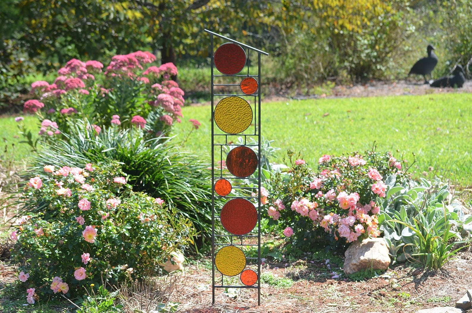 Large Stained Glass Garden Decoration Stained Glass Garden Etsy