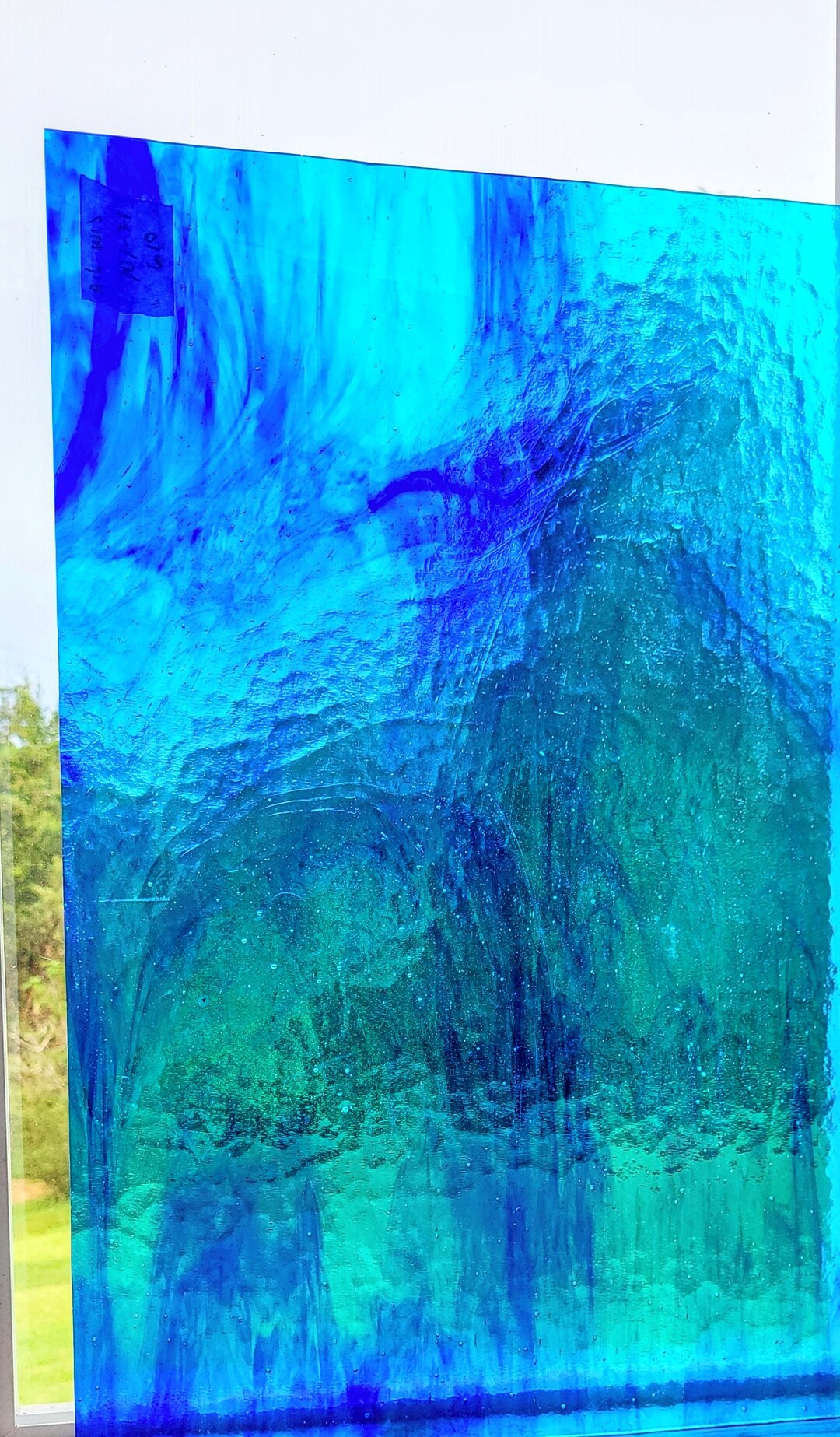 Luminous Blue on Blue Streaky Glass for Mosaic Glass Crafts and Stained ...