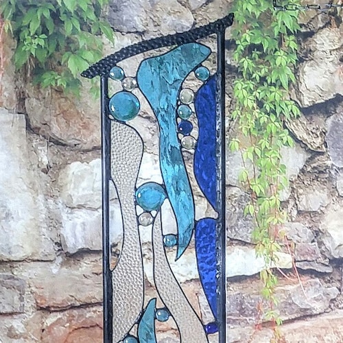 Tall Stained Glass Garden Sculpture Abstract Glass Yard Art | Etsy