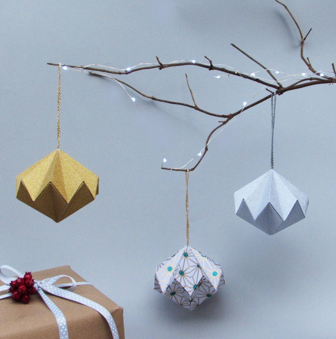 Geometric Metallic Diamond Christmas Ornament - Etsy